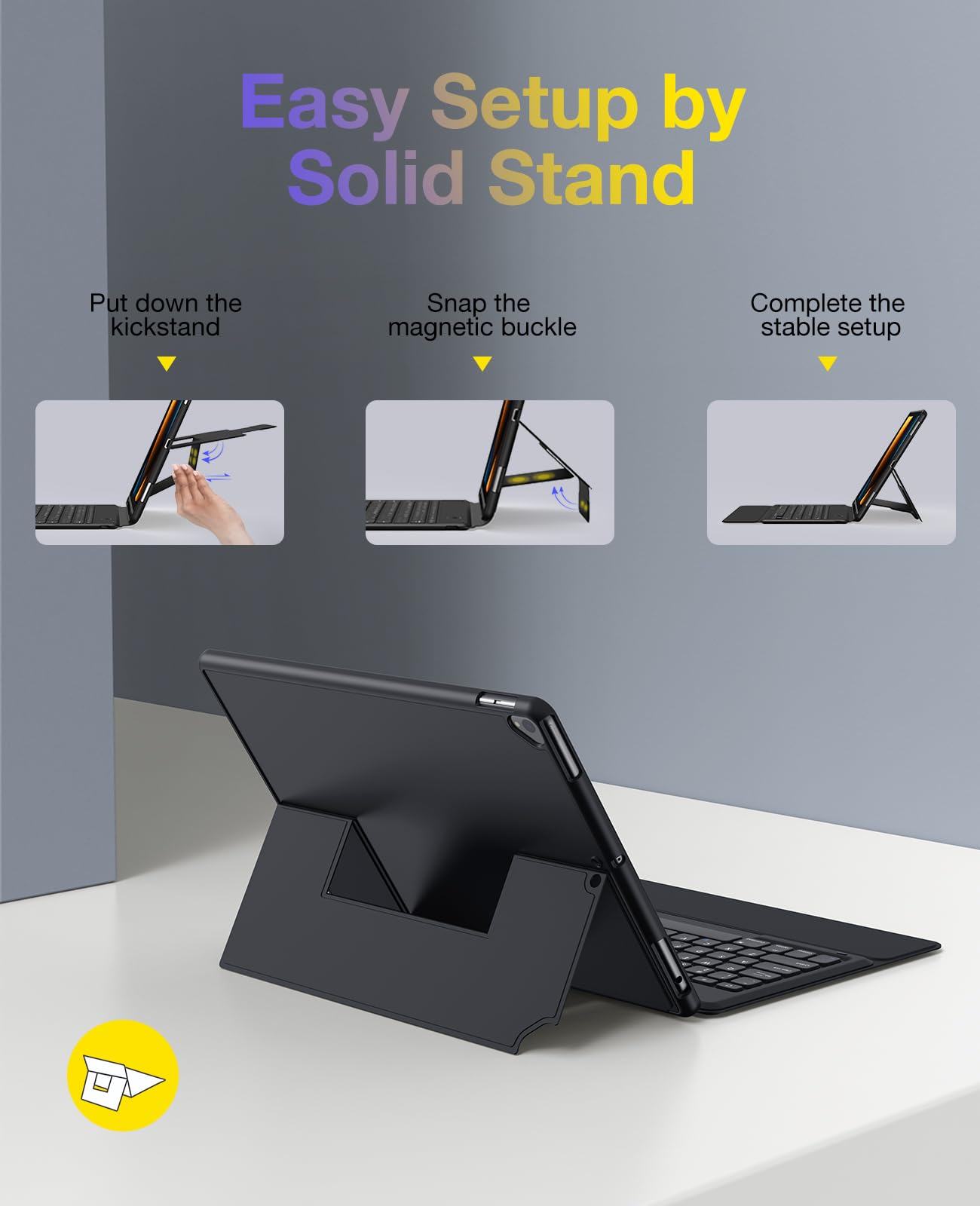 Sounwill for iPad Pro 12.9 Case with Keyboard Compatible for iPad Pro 12.9" 2015/2017, Ultra-Thin PU Leather Silicon Rugged Shock Keyboard Stand Case with Pencil Holder (Not Fit for 2018 iPad)-Black