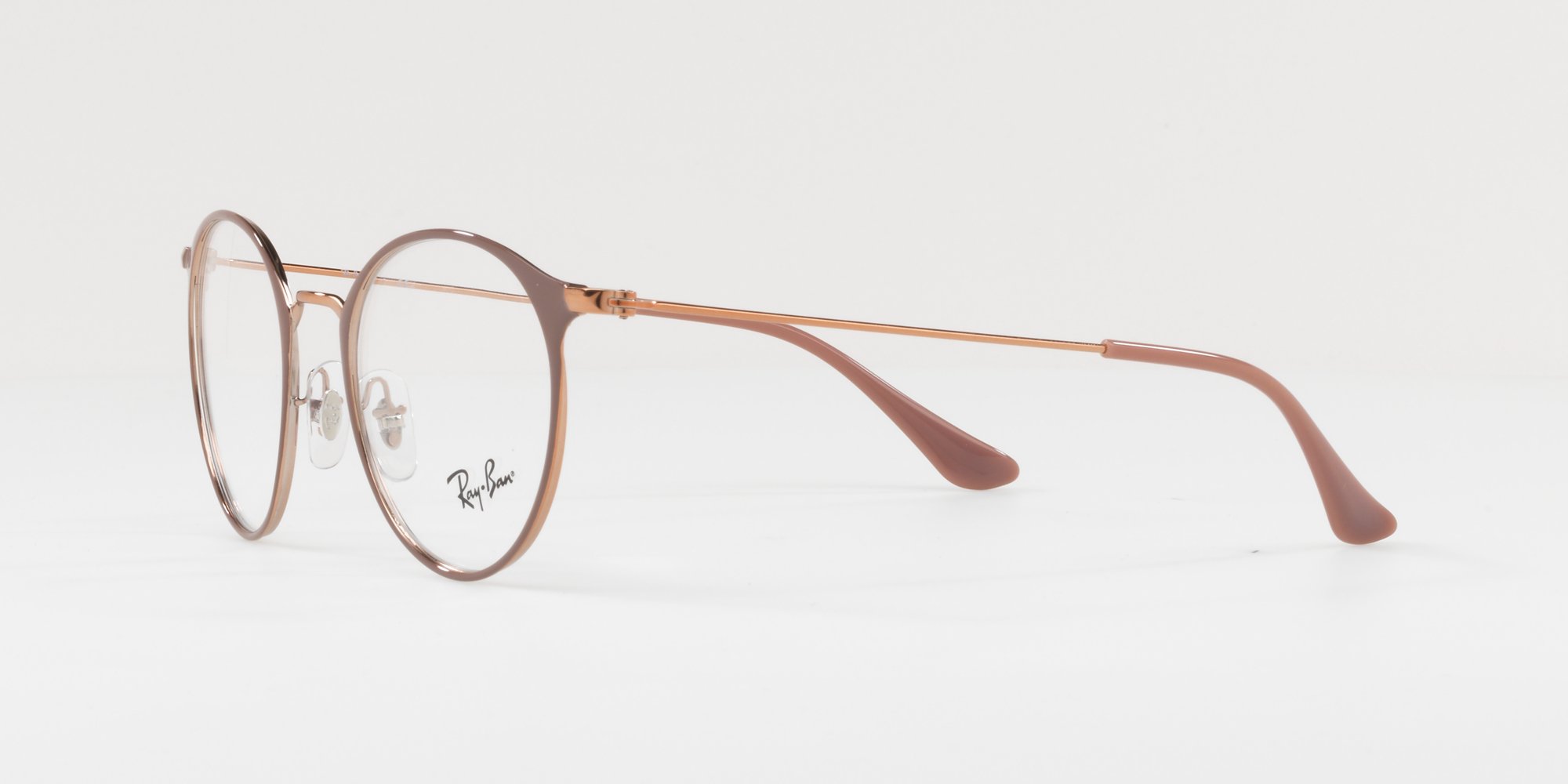 Ray-Ban RX6378 Round Prescription Eyeglass Frames, Light Brown On Copper/Demo Lens, 49 mm