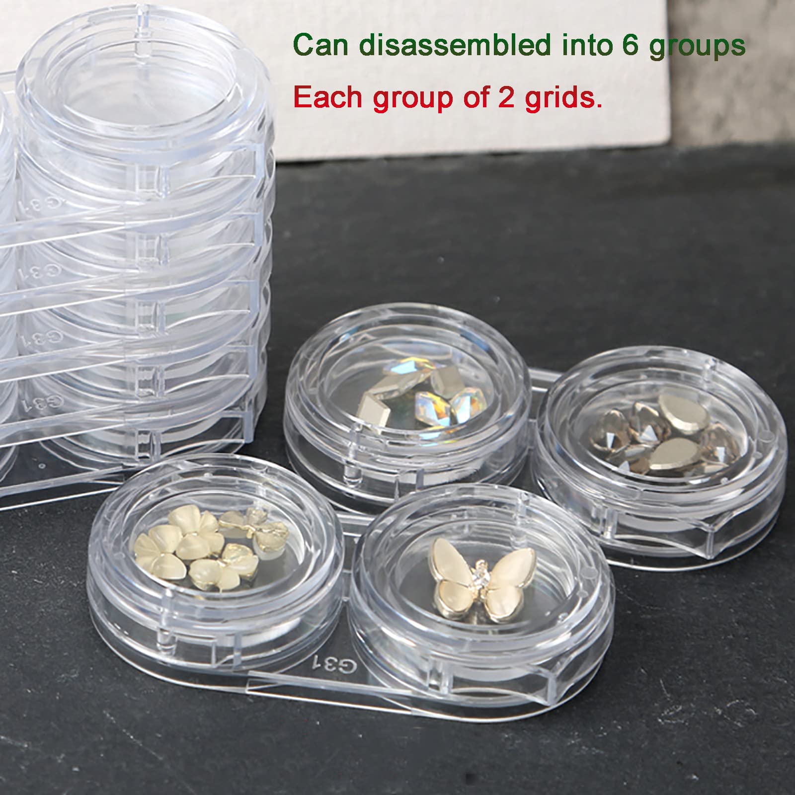 Nail Tip Box False Empty Nail Tips Organizer Storage Box with 12 Number Spaces Storage Case Container Nail Box Plastic Grid Box for Fingernail Crystal, Jewelry, Nail Accessories (Clear)