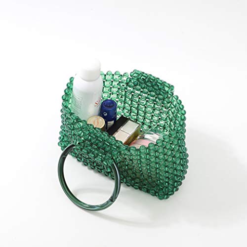 Abvokury YUSHINY Women Colored Transparent Beaded Acrylic Handbag Evening Handmade Bags for Wedding Party (Green)