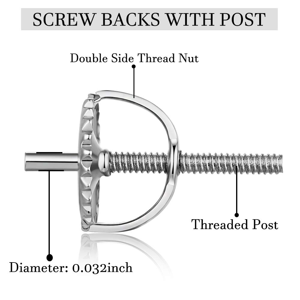 3 Pairs Screw on Earring Backs Replacement for Diamond Earring Studs,18K Gold Plated Sterling Silver Hypoallergenic Screwbacks Locking for Threaded Post( 0.032'')