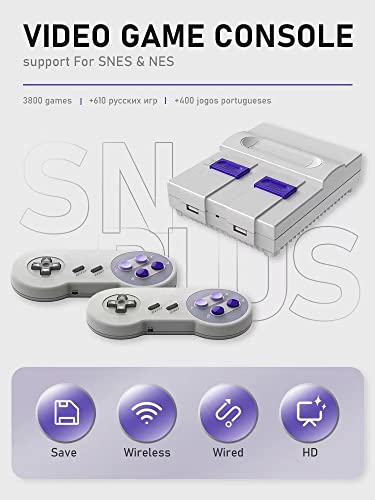 Super Classic Retro Game Console,4K HDMI Video Game System with Built in 2000+ Old School Classic Games and Dual Game Controllers Wireless,Support TF Card and Plug and Play.