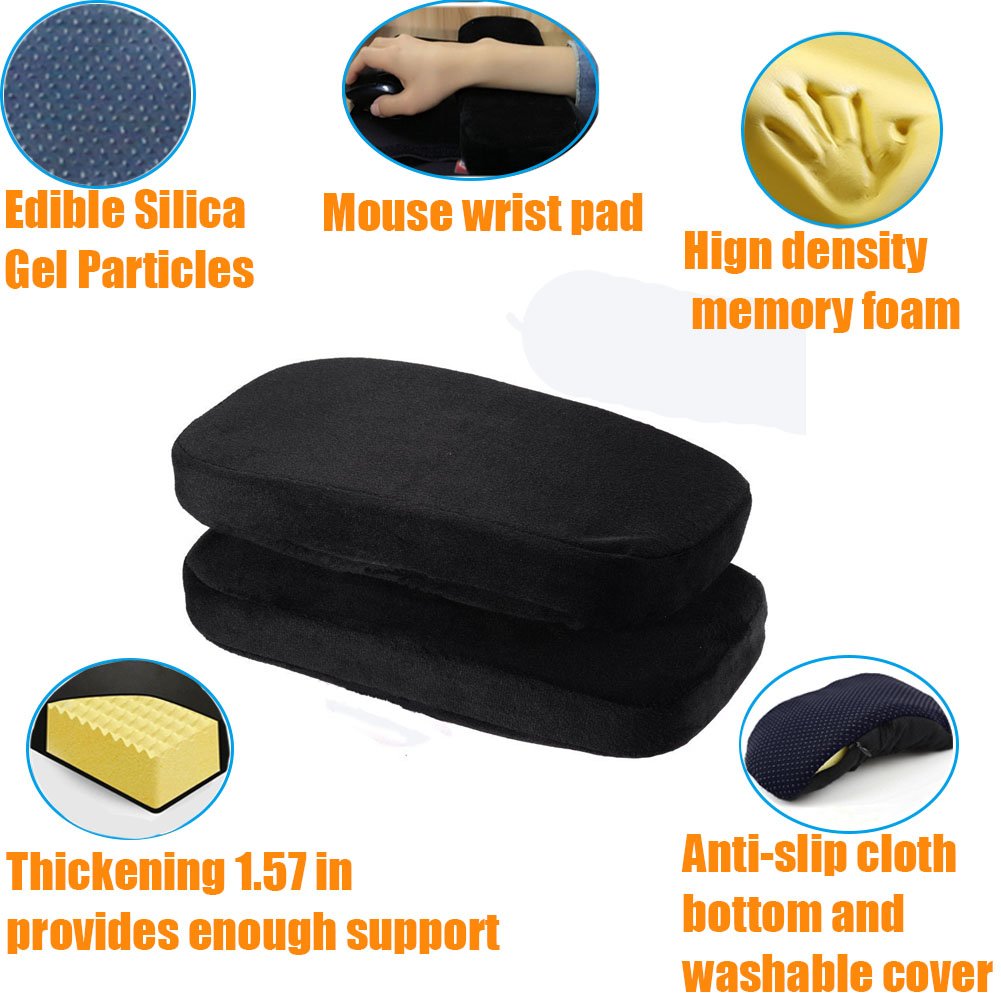 Sunnors Chair Armrest Pads,Memory Foam Office Chair Arm Covers and Elbow Pillow for Elbows and Forearms Pressure Relief(Set of 2)