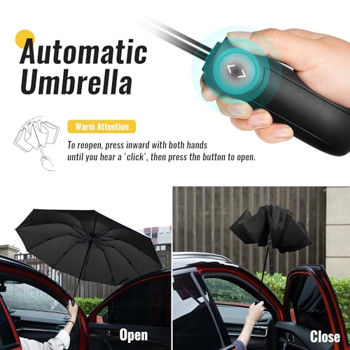 Chakipee Travel Inverted Umbrella Compact Windproof- Automatic reverse Umbrellas for Rain - Folding Portable 48inch Span, 10 Ribs Large Umbrella