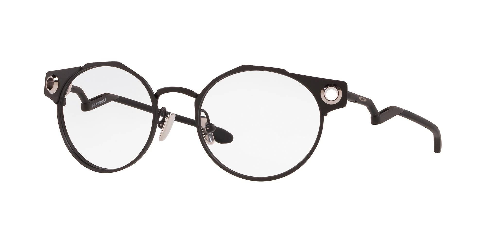 Oakley Men's Ox5141 Deadbolt Round Prescription Eyeglass Frames, Satin Black/Demo Lens, 52 mm