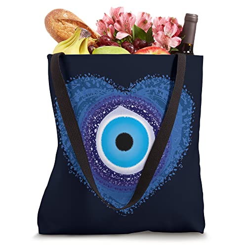 Evil Eye Heart of Love Curse Protection Ancient Greek Symbol Tote Bag
