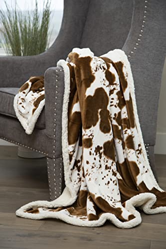 Carstens, Inc. Extra Plush Southwestern Sherpa Throw Blanket 54" x 68", Faux Cowhide (JP880)