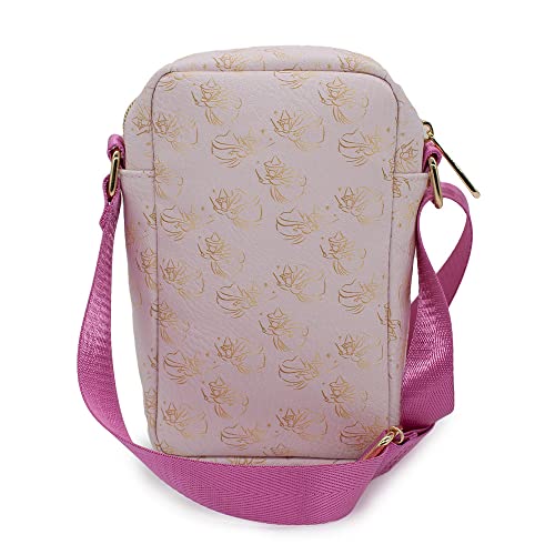 Buckle Down Disney Bag, Cross Body, Princess Aurora Pose Silhouette and Fairy Godmothers, Pink, Vegan Leather, Sleeping Beauty