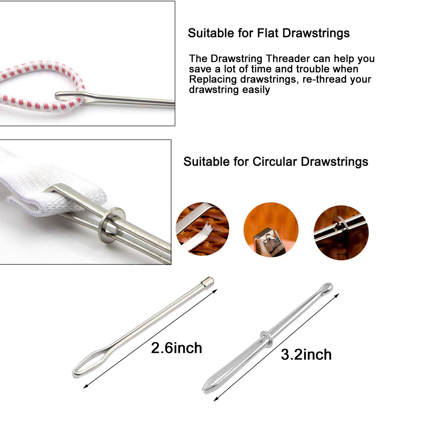 8 Pieces Drawstring Cords Replacement Drawstrings with Easy Threaders for Sweatpants Shorts Pants Jackets Coats (8 Pieces)
