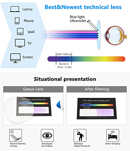 Gaoye Progressive Multifocal Reading Glasses Blue Light Blocking for Women Men,No Line Multifocus Readers with Spring Hinge (Light Black, 100)
