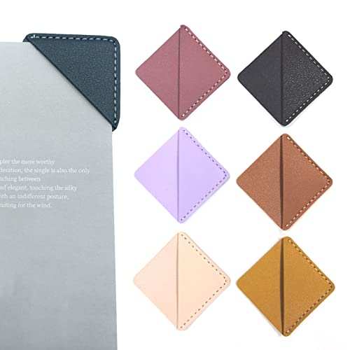 6PCS Leather Corner Bookmarks for Women, Small Corner Book Marks for Book Lovers Multi-Color Corner Page Book Marks