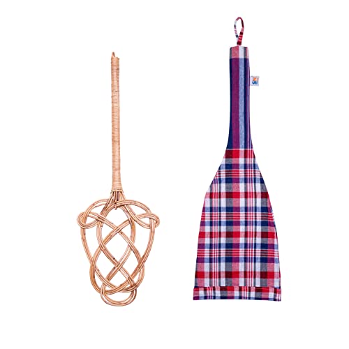 SN SKENNOVA - 25 inch Overall Length of Authentic Rattan Carpet and Rug Beater Wicker Rattan Rug Handmade