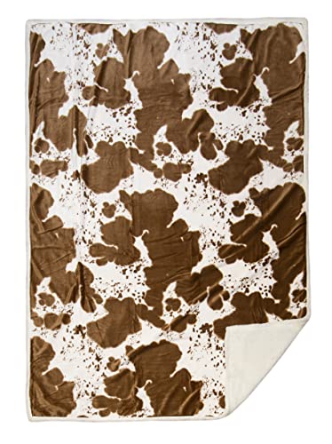 Carstens, Inc. Extra Plush Southwestern Sherpa Throw Blanket 54" x 68", Faux Cowhide (JP880)