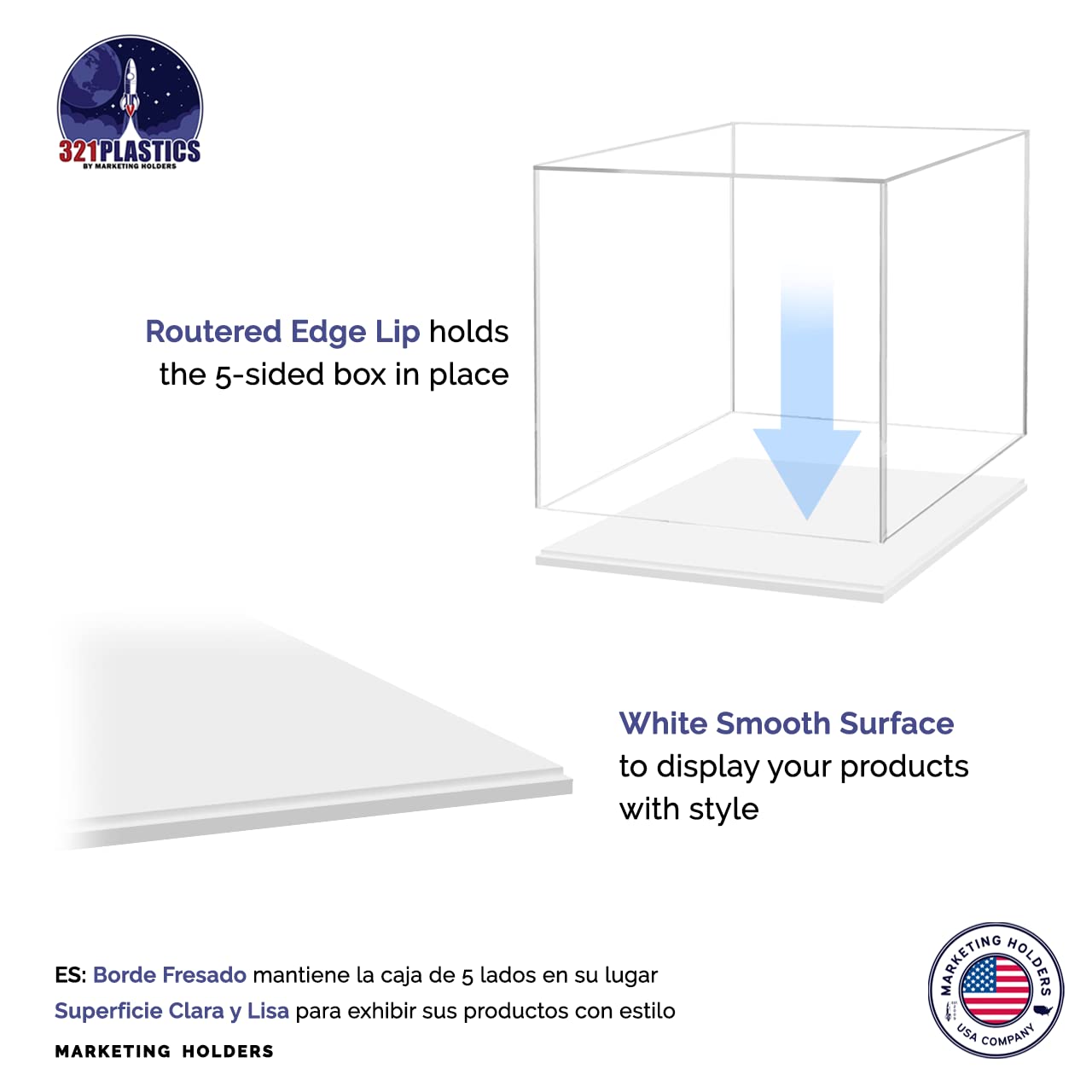 Marketing Holders Clear Acrylic Cube 10x10x10 with White Base Durable Plastic Box Collectible Items Cover Square Showcase Pedestal for Art