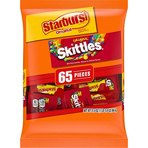 SKITTLES & STARBURST Fun Size Chewy Easter Candy Assortment, 31.9 oz, 65 Pieces Bag