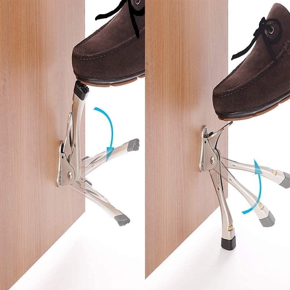 Gotega Door Stopper, 1/2/4 Packs Kickdown Door Stop with One Touch Adjustable Height and Rubber Tip, Door Stops (4 inch x 2 Pack, Chrome)