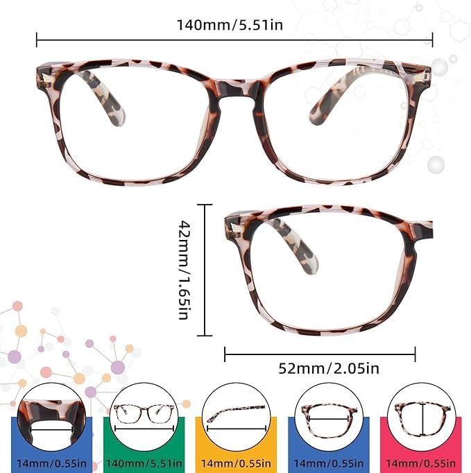 WINTOO Anti Blue Light Glasses for Women Men -5 Pair Blue Light Blocking Glasses, UV400 Anti-Glare Computer Glasses Women, Blue Light Reading Glasses for Women for Gaming TV Phone Screen Square Frame