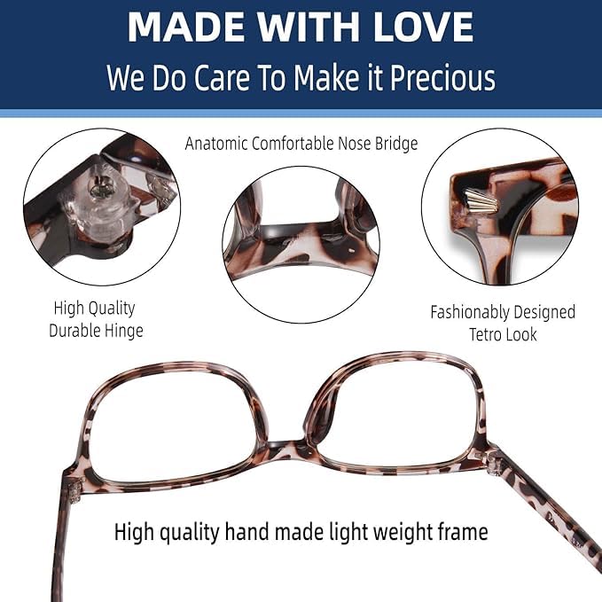 WINTOO Anti Blue Light Glasses for Women Men -5 Pair Blue Light Blocking Glasses, UV400 Anti-Glare Computer Glasses Women, Blue Light Reading Glasses for Women for Gaming TV Phone Screen Square Frame