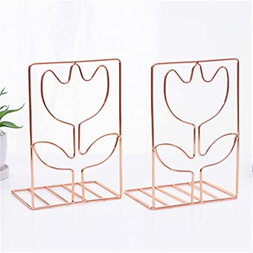 YAOLUU Creative Book End 2PCS/Pair Creative Cactus Love Shaped Metal Bookends Wrought Iron File Book Storage Holder Shelf Support Stand Desk Organizer Decorative Books (Color : E)