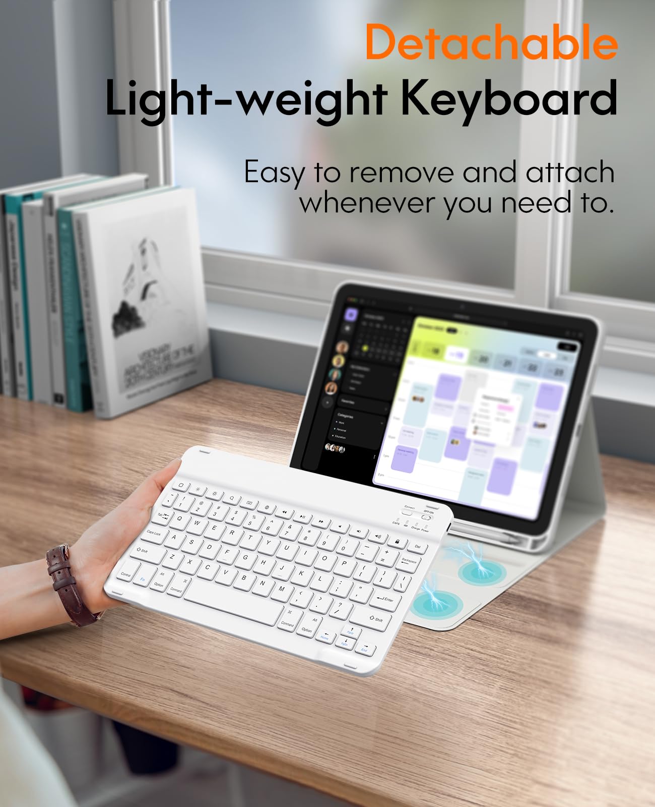 CHESONA for iPad Air 5th/4th Generation Case with Keyboard, Keyboard Case for iPad Air 11-inch (M2) 2024, Rechargeable Bluetooth Keyboard, Pencil Holder, for iPad Air 10.9 inch & Air 11'' 2024, White