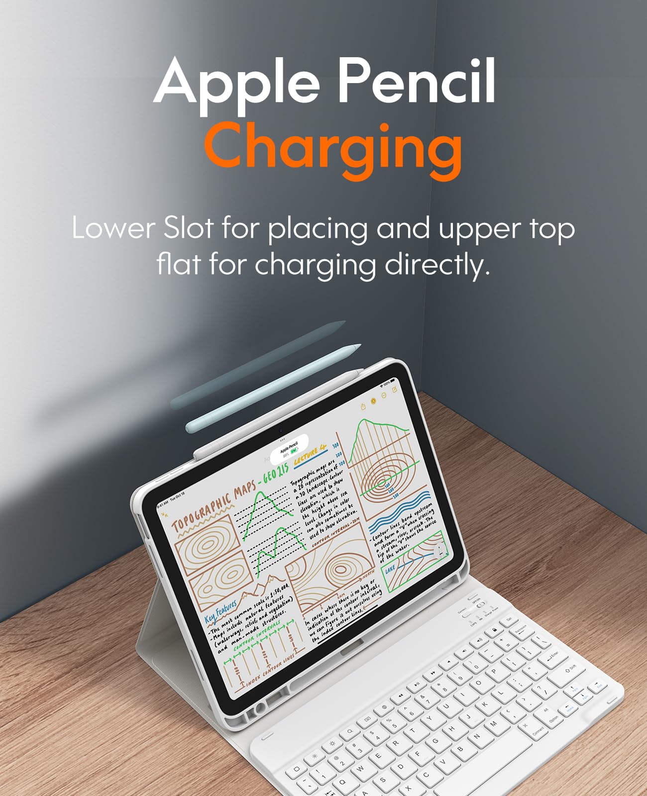 CHESONA for iPad Air 5th/4th Generation Case with Keyboard, Keyboard Case for iPad Air 11-inch (M2) 2024, Rechargeable Bluetooth Keyboard, Pencil Holder, for iPad Air 10.9 inch & Air 11'' 2024, White
