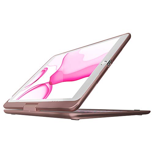 iPad Keyboard Case for iPad 2018 (6th Gen) - iPad 2017 (5th Gen) - iPad Pro 9.7 - iPad Air 2 & 1 - Thin & Light - 360 Rotatable - Wireless/BT - Backlit 10 Color - iPad Case with Keyboard (Rose Gold)
