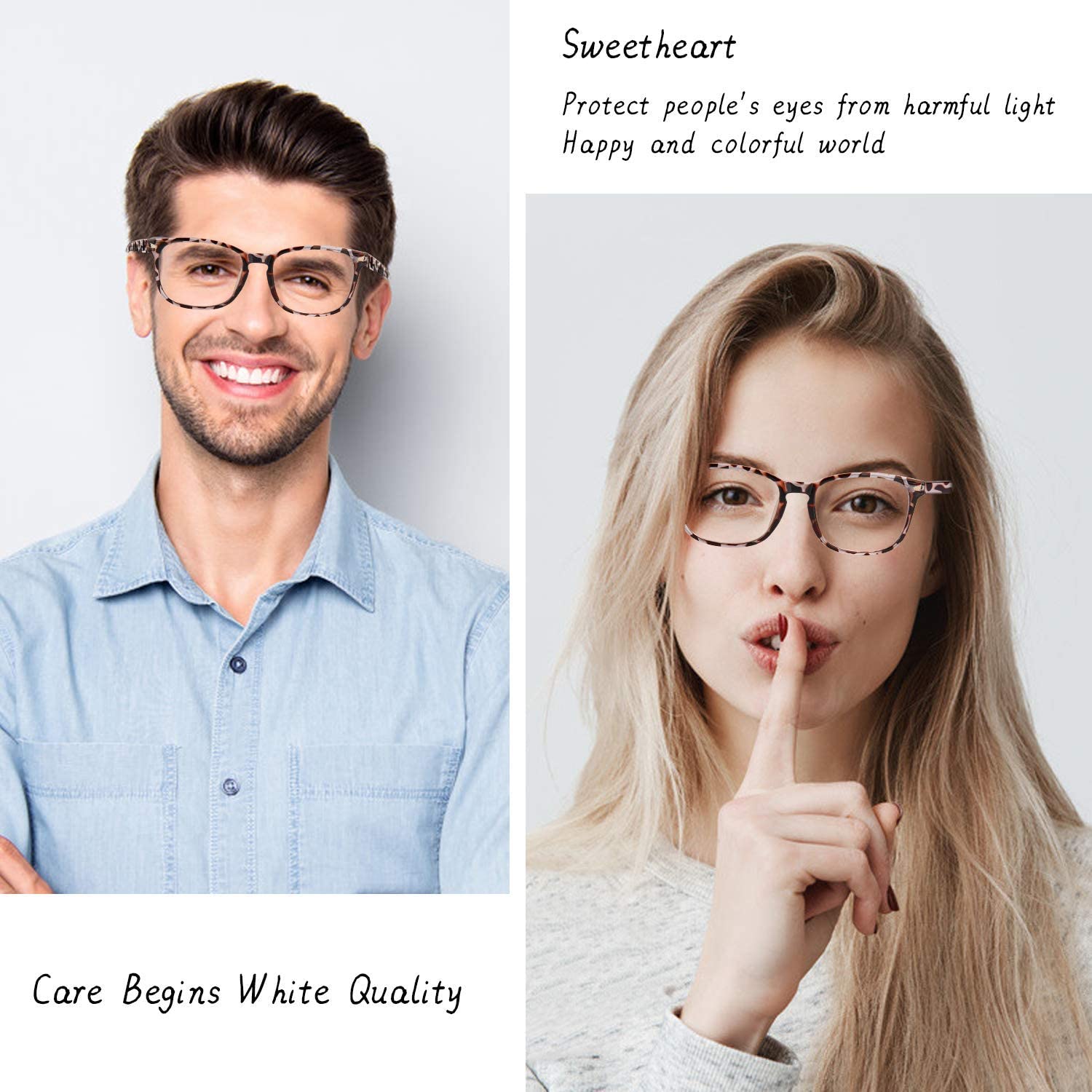 WINTOO Anti Blue Light Glasses for Women Men -5 Pair Blue Light Blocking Glasses, UV400 Anti-Glare Computer Glasses Women, Blue Light Reading Glasses for Women for Gaming TV Phone Screen Square Frame