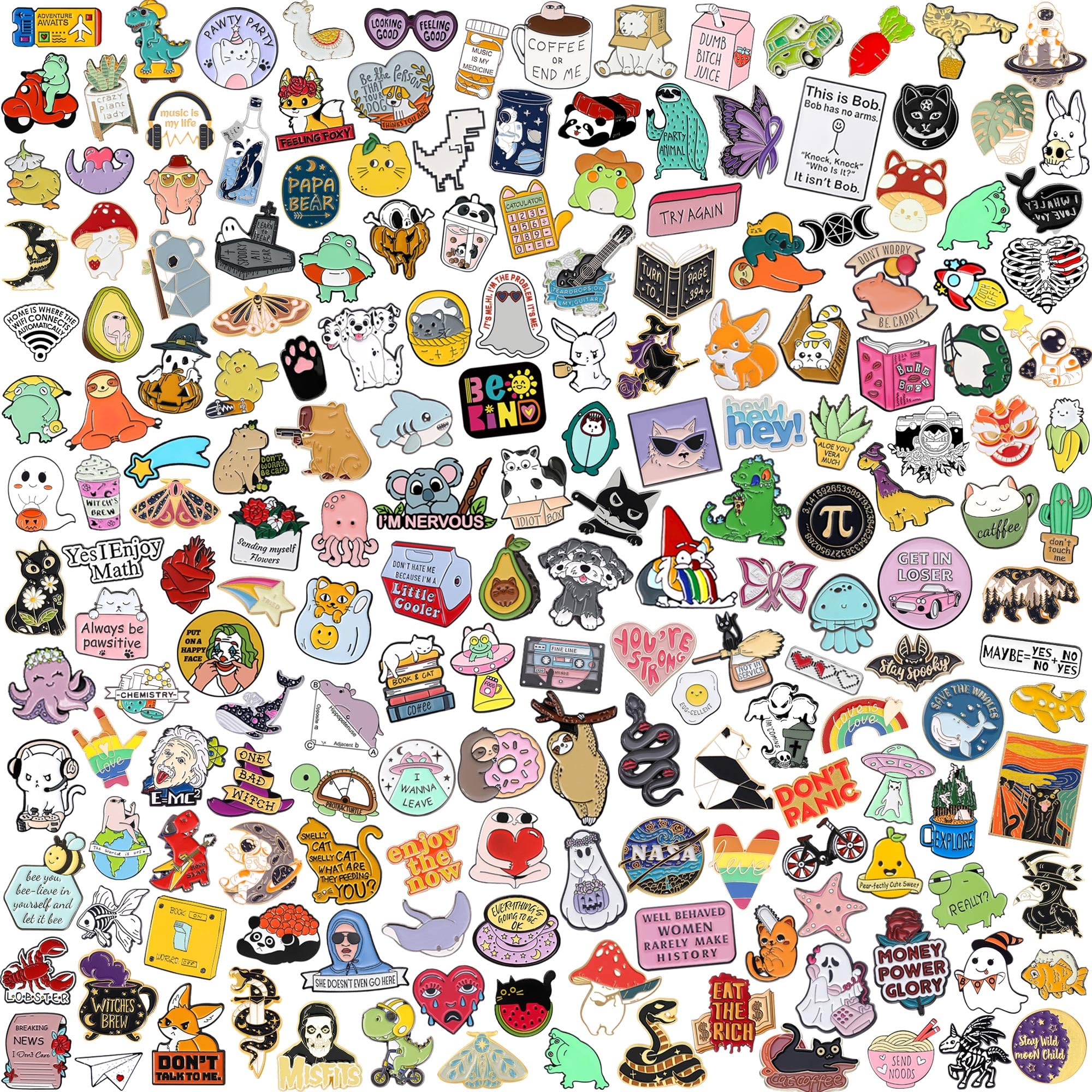 SINCCO 20 PCS Cute Enamel Backpack Pins, Funny Enamel Pins Bulk Set Cool Button Pins Aesthetic Brooch Lapel Pins Anime for Backpacks, Jackets, Hats, Kids, Girls, Gifts