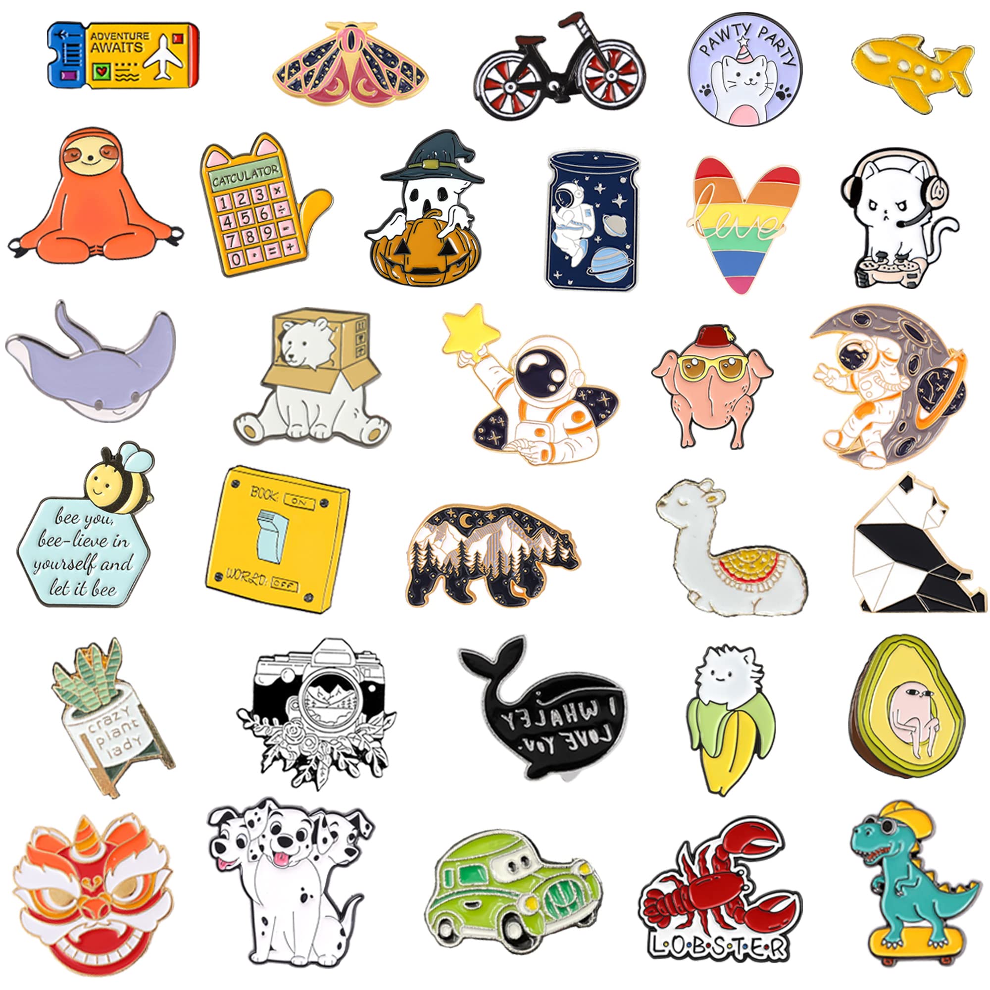 SINCCO 20 PCS Cute Enamel Backpack Pins, Funny Enamel Pins Bulk Set Cool Button Pins Aesthetic Brooch Lapel Pins Anime for Backpacks, Jackets, Hats, Kids, Girls, Gifts