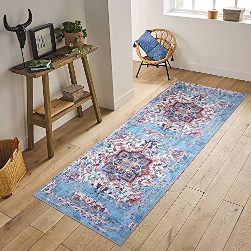 GLN Rugs Machine Washable Area Rug, Rugs for Living Room, Rugs for Bedroom, Bathroom Rug, Kitchen Rug, Printed Persian Vintage Rug, Home Decor Traditional Carpet