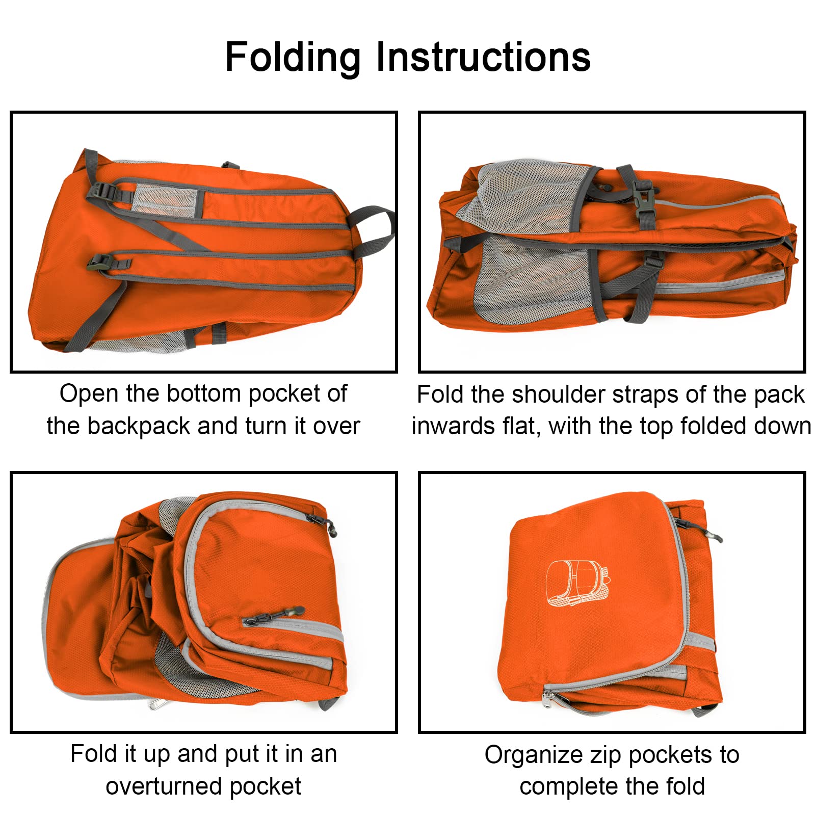 Packable Lightweight Hiking Backpack,Oliomp-35L Waterproof Foldable Travel Backpack Suitable for men and women camping outdoor hiking and cycling.(Orange)