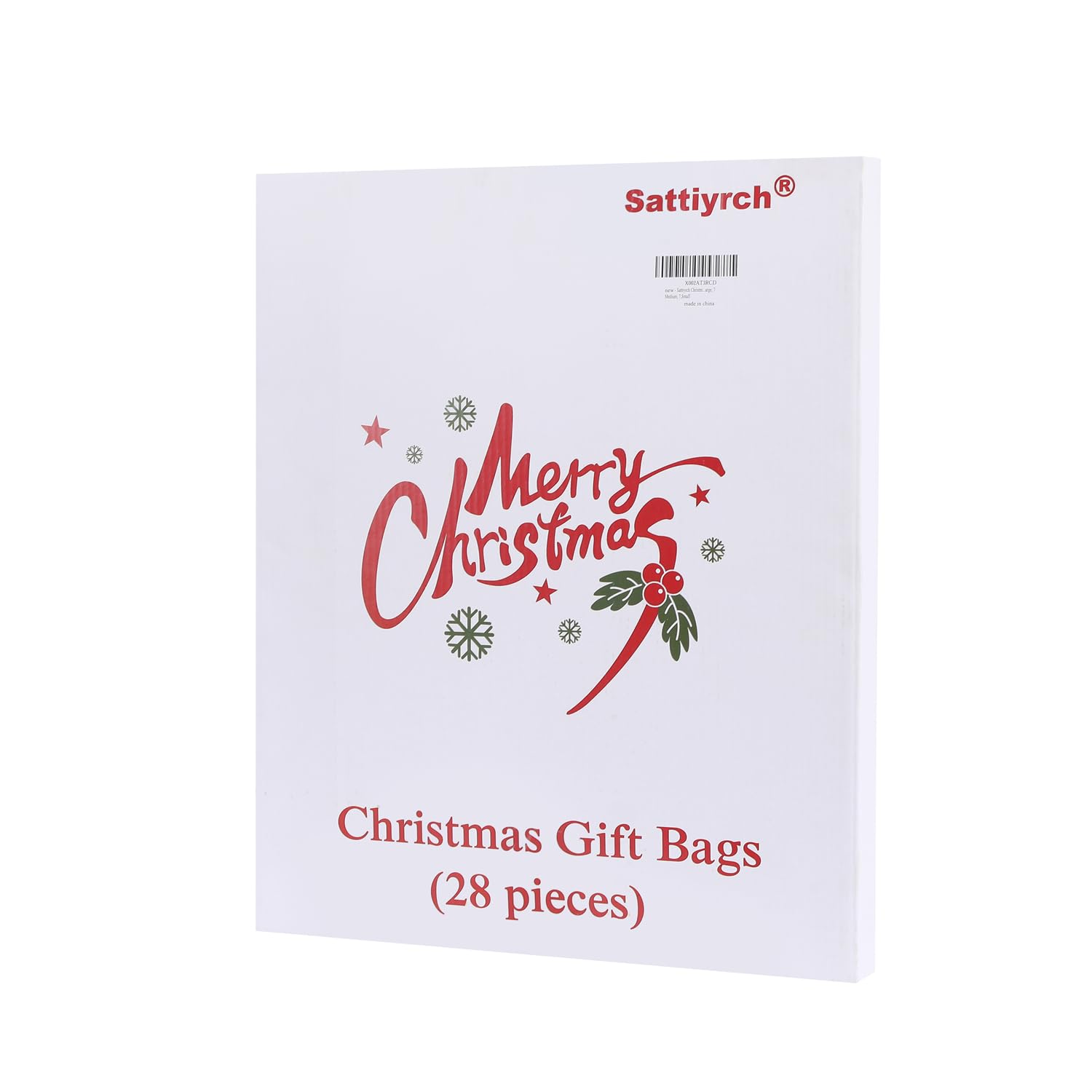 Sattiyrch Christmas Gift Bags 28 Count,Xmas Holidays Kraft Gift Bag Assorted Sizes,7 Jumbo, 7 Large, 7 Medium, 7 Small