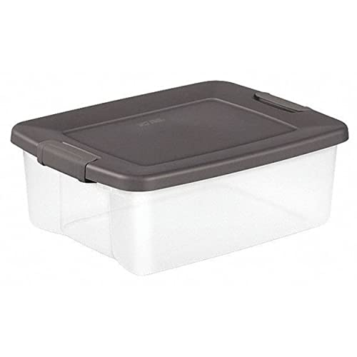 MDMprint Clear/Gray Storage Tote 19 7/8 in x 15 1/2 in x 7 3/4 in H, 1 PK