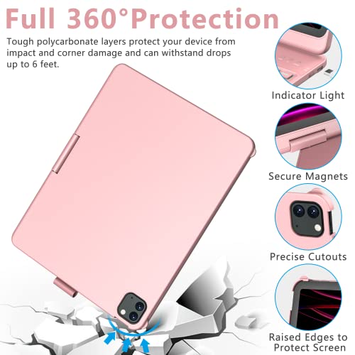 iPad Pro 11 inch Case with Keyboard, iPad Air 5/Air 4 10.9 inch Keyboard Case with Trackpad, Keyboard Case for iPad Air 5/Air 4 and iPad Pro 1-4 Gen, Backlit 10 Color & 360 Screen Rotation - Rose Gold