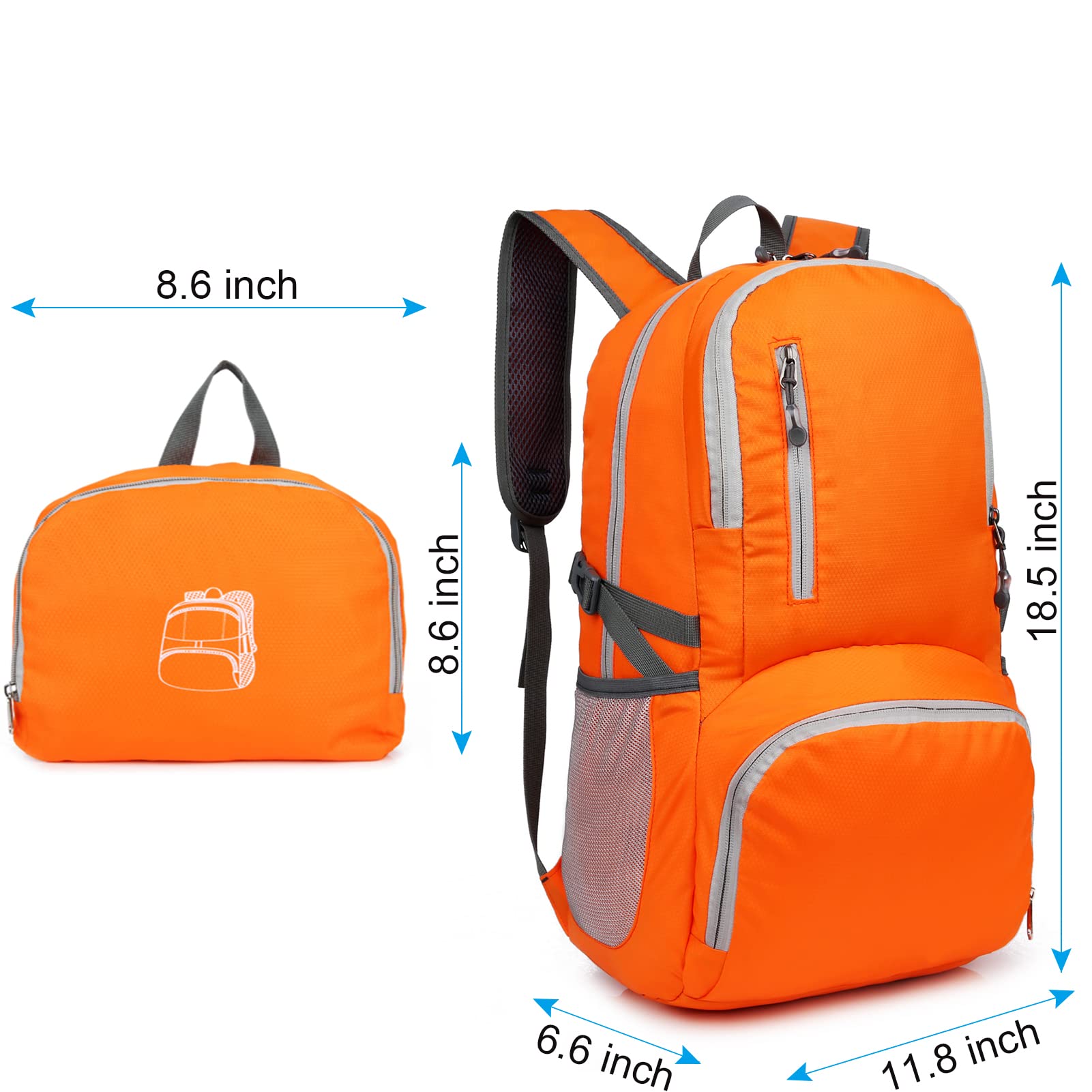 Packable Lightweight Hiking Backpack,Oliomp-35L Waterproof Foldable Travel Backpack Suitable for men and women camping outdoor hiking and cycling.(Orange)