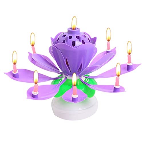 curfair Lotus Candle LED Festive Electric Lotus Candles Visual Effect Solid Paraffin Unique Creative Purple 1 Pcs