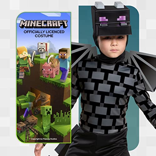 Disguise Minecraft Ender Dragon Costume for Kids, Video Game Inspired Character Outfit, Classic Child Size (10-12),Black