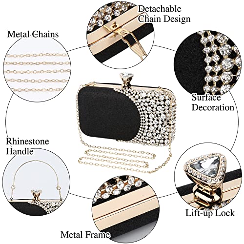 UBORSE Women Clutch Bag Rhinestone Bling Sequin Evening Bags Vintage Crystal Beaded Wedding Cocktail Party Purse