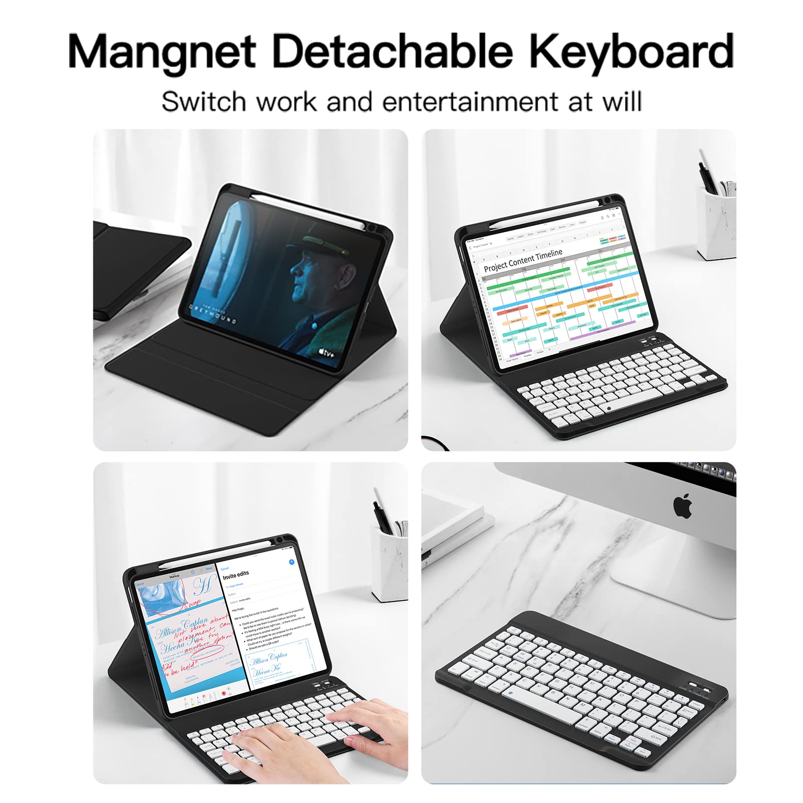 GUDOU iPad 10th Generation Case with Keyboard 10.9 Inch 2022,Smart iPad Case with Soft TPU Back [Support Auto Wake/Sleep&Pencil Holde] Keyboard Case for Latest iPad 10th Gen 10.9 inch 2022(Black)