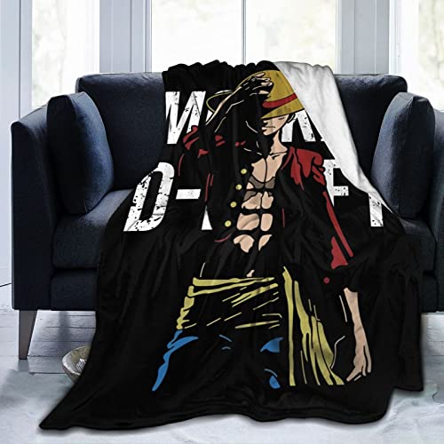 MMsshTdy One Piece Monkey D. Luffy Blanket Flannel Fleece Anime Throw Blanket for Living Room/Bedroom/Sofa/Chair 60 inch X50 inch Black