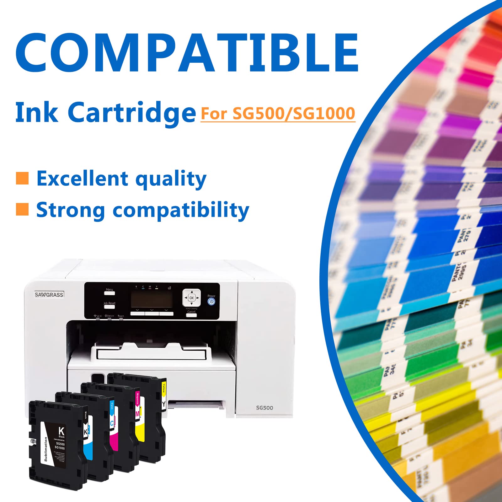 Primer Ink A Series Sublimation Ink Cartridge Compatible for Sawgrass Virtuoso SG500 SG1000 Printer (1*Black, 1*Cyan, 1*Magenta, 1*Yellow, 4-Pack)