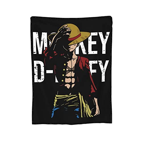 MMsshTdy One Piece Monkey D. Luffy Blanket Flannel Fleece Anime Throw Blanket for Living Room/Bedroom/Sofa/Chair 60 inch X50 inch Black