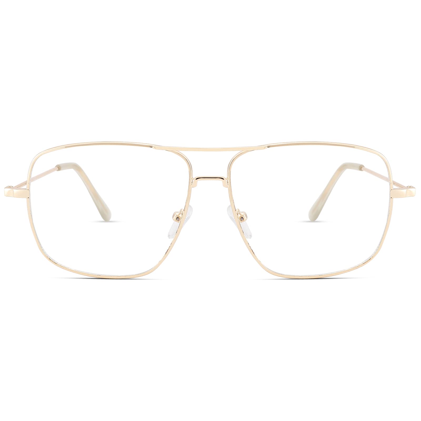 COASION Classic Non-prescription Clear Lens Eyeglasses Metal Frame Eyewear for Women Men (Gold)