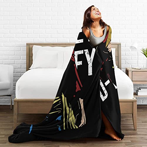 MMsshTdy One Piece Monkey D. Luffy Blanket Flannel Fleece Anime Throw Blanket for Living Room/Bedroom/Sofa/Chair 60 inch X50 inch Black