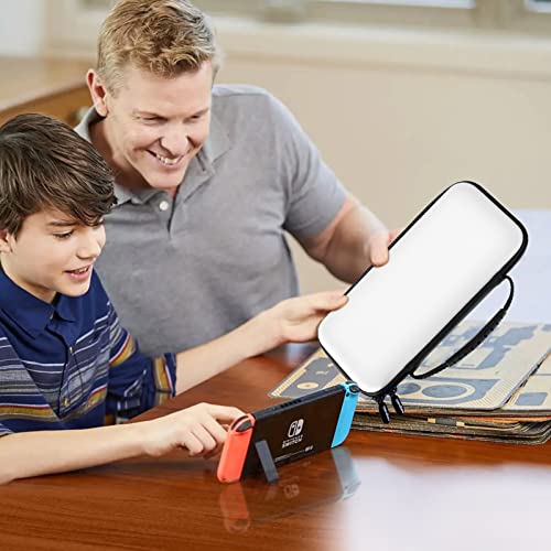 Carry Case for Nintendo Switch/Switch OLED Console,White PU Protective Hard Portable Travel Carrying Case Shell Pouch Bag for Switch Console and Accessories with 10 Game Card Slots for Girls and Boys
