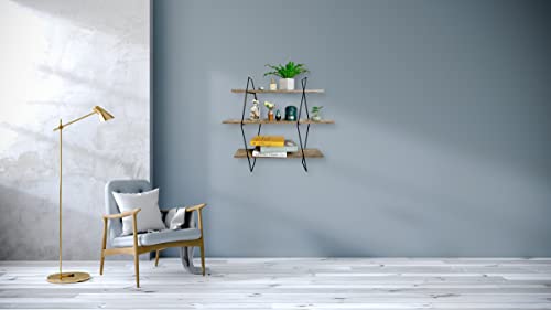 Cocoyard 3 Tier Wall Shelf – Industrial Wall Mounted Rustic Wood Shelf for Living Room, Kitchen Bar Shelving – Wall Display – Retro Storage Rack for Organization and Farmhouse Décor (31.5inch)