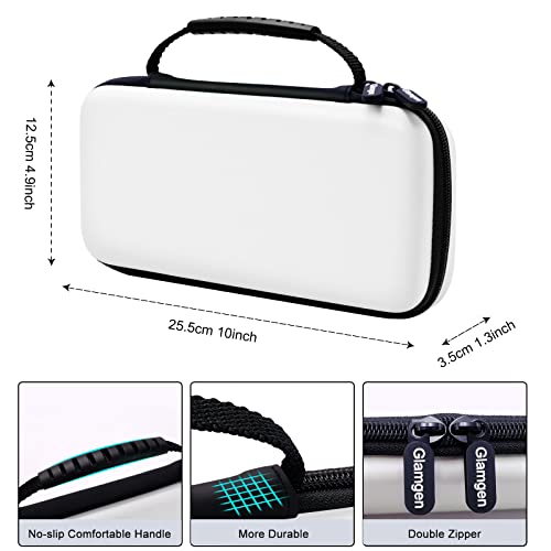 Carry Case for Nintendo Switch/Switch OLED Console,White PU Protective Hard Portable Travel Carrying Case Shell Pouch Bag for Switch Console and Accessories with 10 Game Card Slots for Girls and Boys
