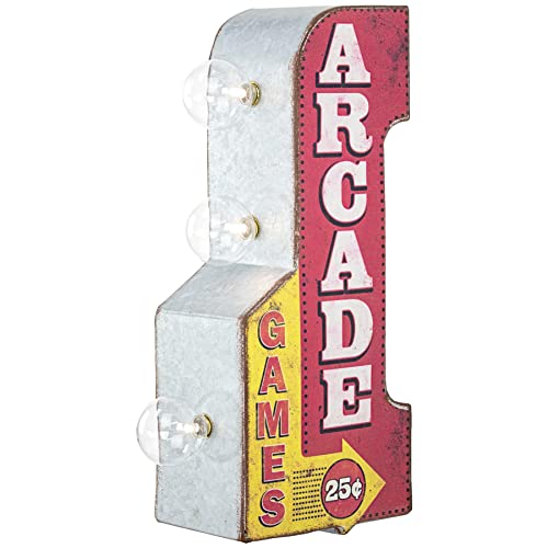 Arcade Games Vintage Inspired Double-Sided Marquee LED Sign Retro Wall Décor for the Home, Game Room, Bar, Man Cave, or Bedroom (12" x 5.25")