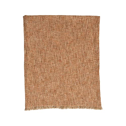 Creative Co-Op Woven MĂŠlange Cotton Blend BouclĂŠ Fringe Blanket Throw, Single, Tan