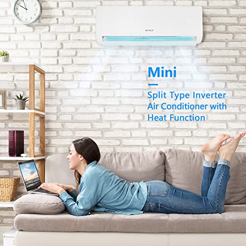 ROVSUN 9,000 BTU Mini Split AC/Heating System with Inverter, 19 SEER 115V Energy Saving Ductless Split-System Air Conditioner with Pre-Charged Condenser, Heat Pump, Remote Control & Installation Kit
